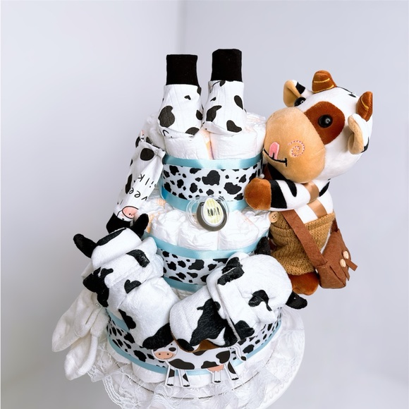 Handmade | Accessories | Cow Diaper Cake Farm Baby Shower Gift | Poshmark